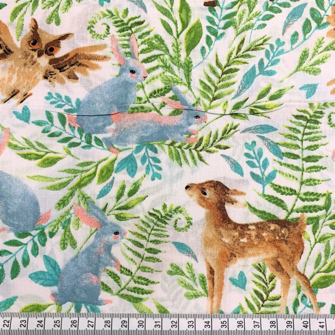 Animals Fabric,cotton Fabric by the Yard, Forest Animals Fabric, Deer ...
