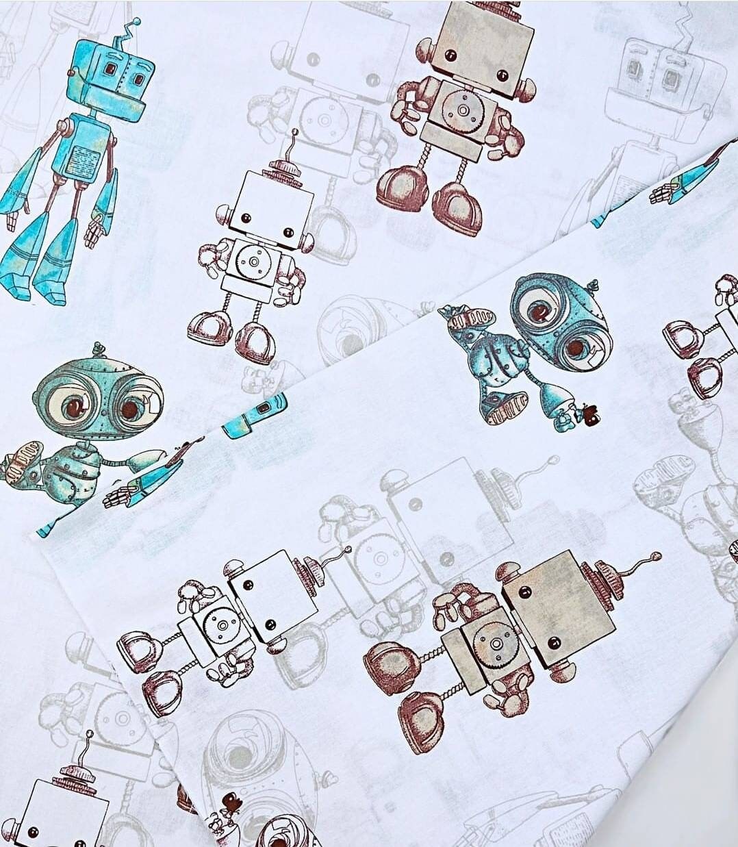 Robots Cotton Fabric Fabric by the Yard-half Yard Organic - Etsy