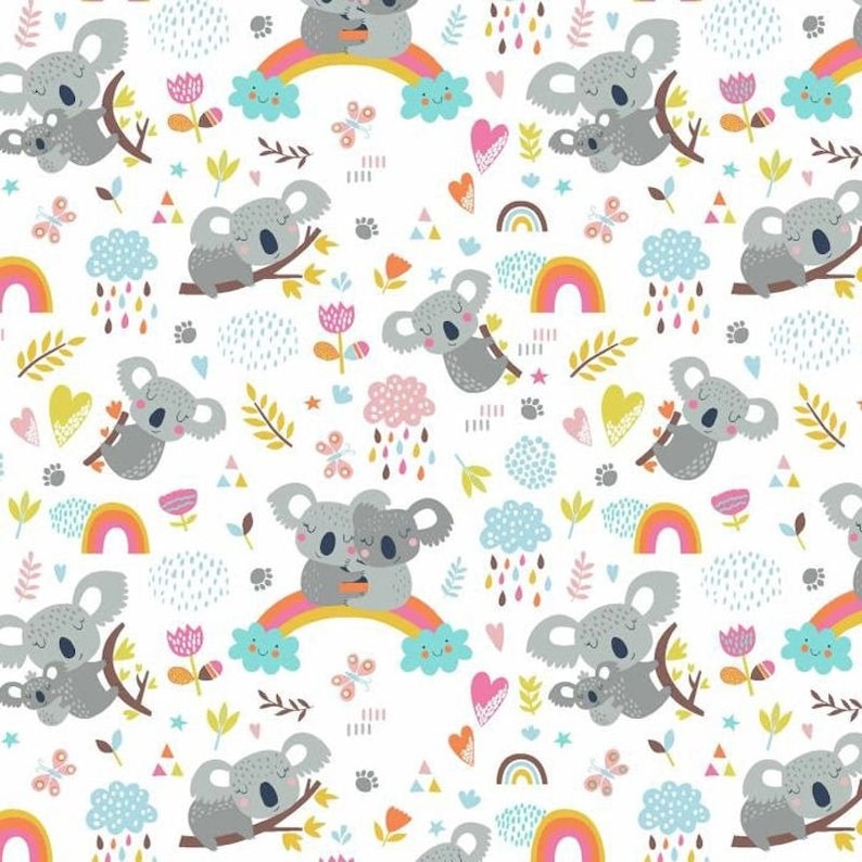 Koala Fabric Koala Cotton Fabric by the Yard Baby Fabric - Etsy