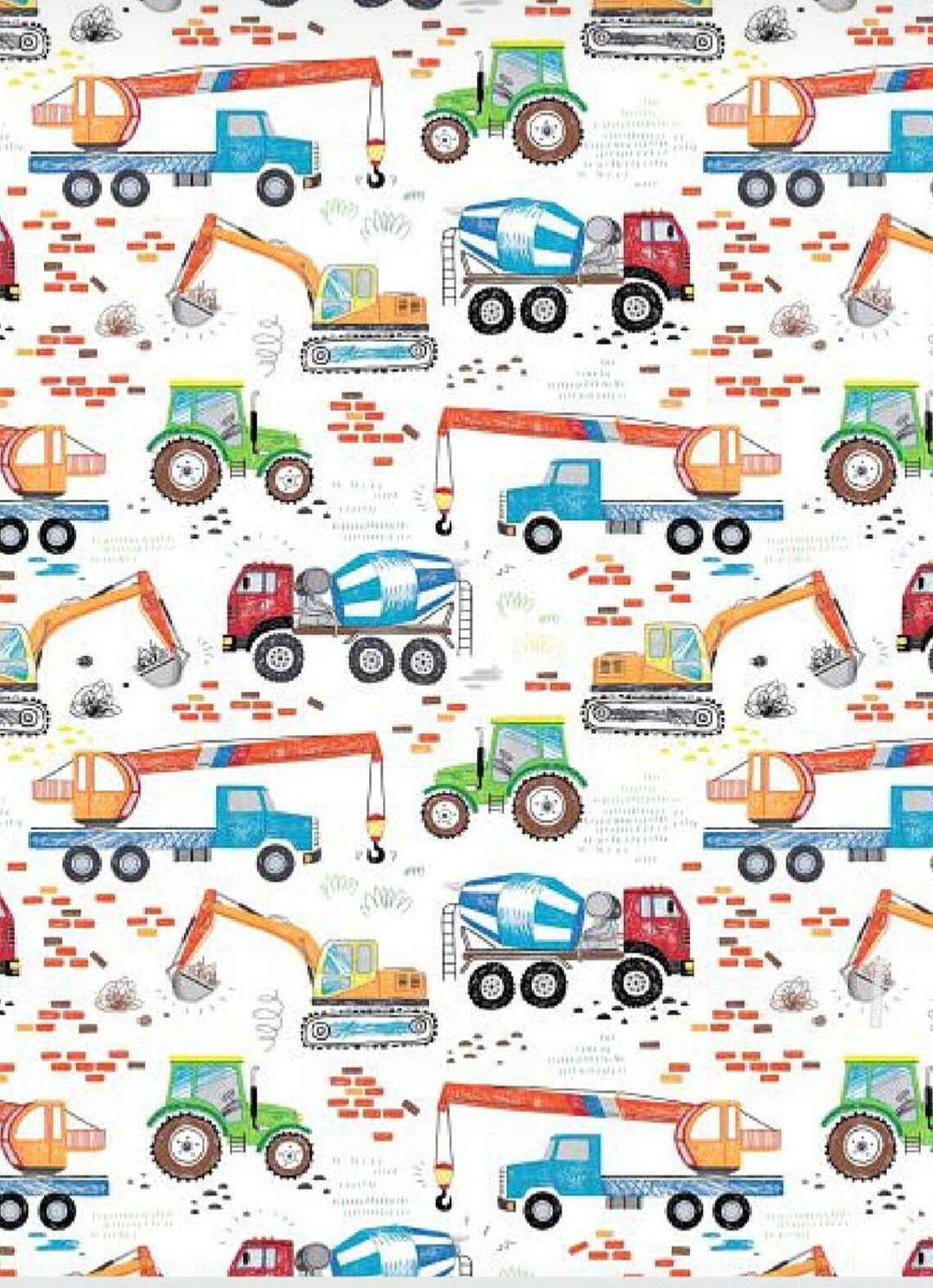 Construction Trucks Fabric Cotton Fabric by the Yard Nursery - Etsy