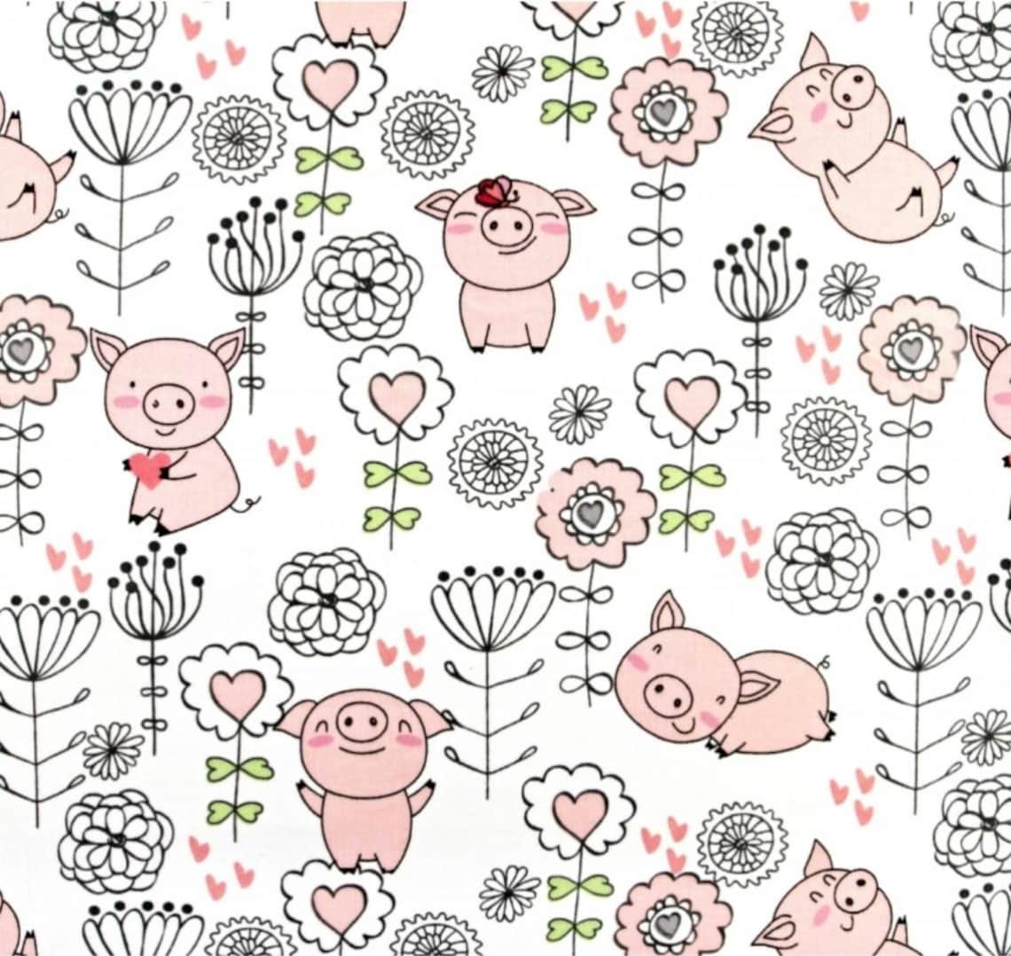 Cute Piggy Fabric Pig Print Fabric by the Yard-half Yard - Etsy