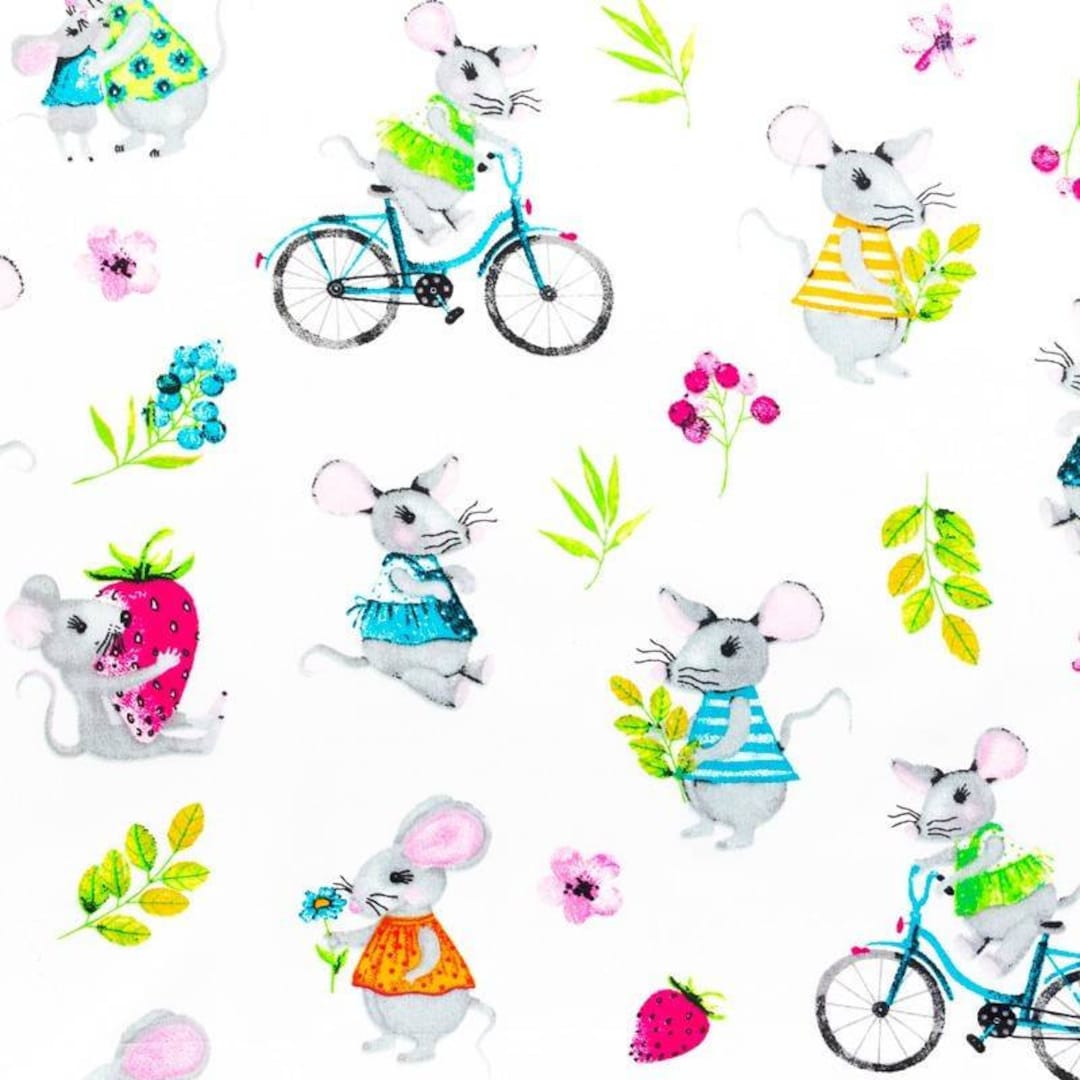 Mouse Fabric,gardening Mouse Fabric, Mice Fabric, Cotton Fabric, Fabric ...