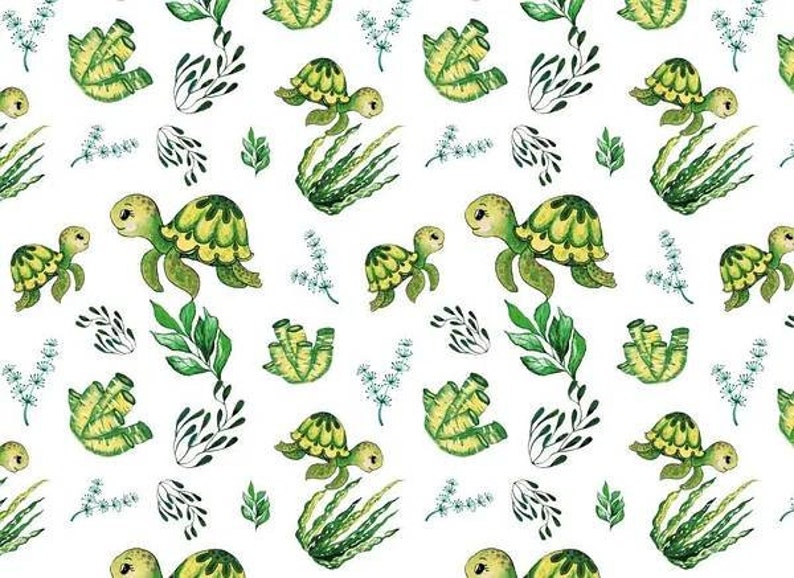 Turtles Fabric by the Yard Green Turtle Fabric Baby Girl - Etsy