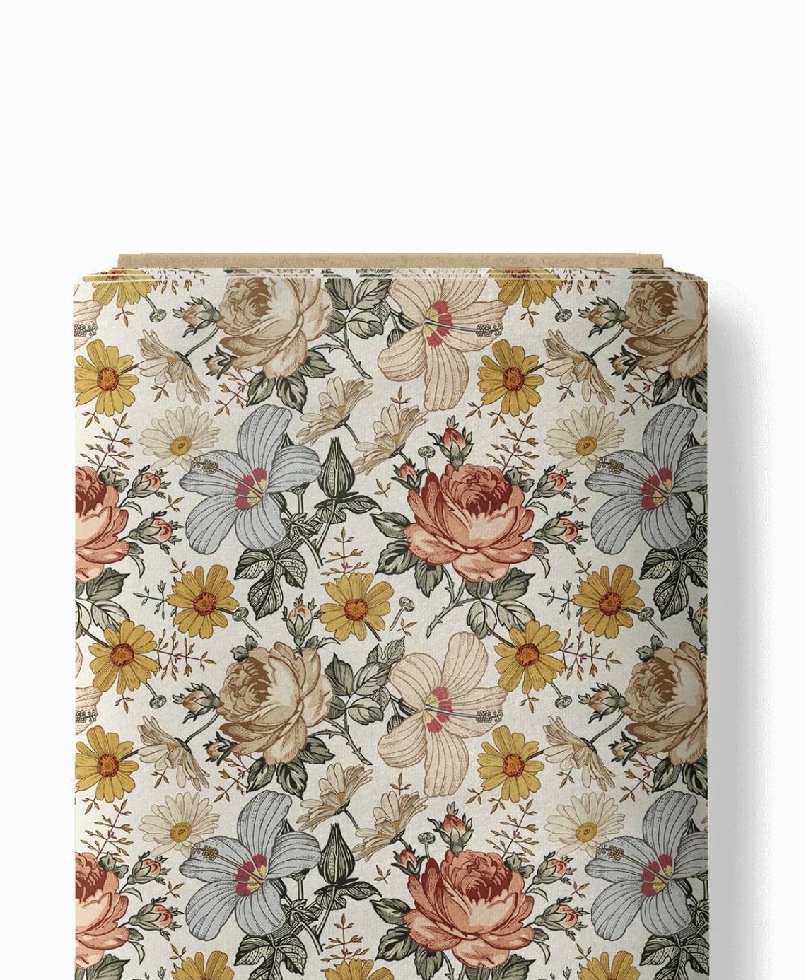 Flowers Cotton fabric Vintage Flower Fabric Floral fabric | Etsy