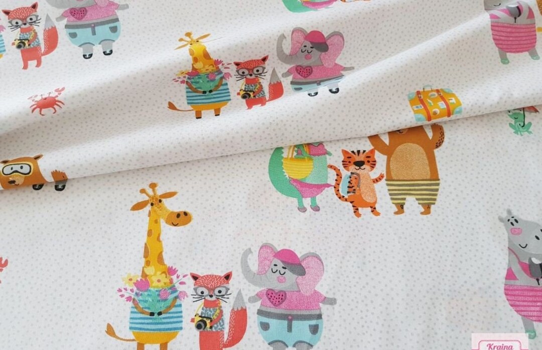 Animals Fabric,jungle Animals Fabric,cotton Fabric,african Animals ...