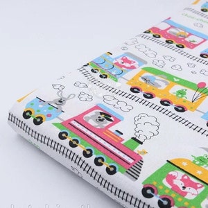 Cotton Fabric,train Fabric,animal Fabric,zoo Train Fabric,half Yard ...