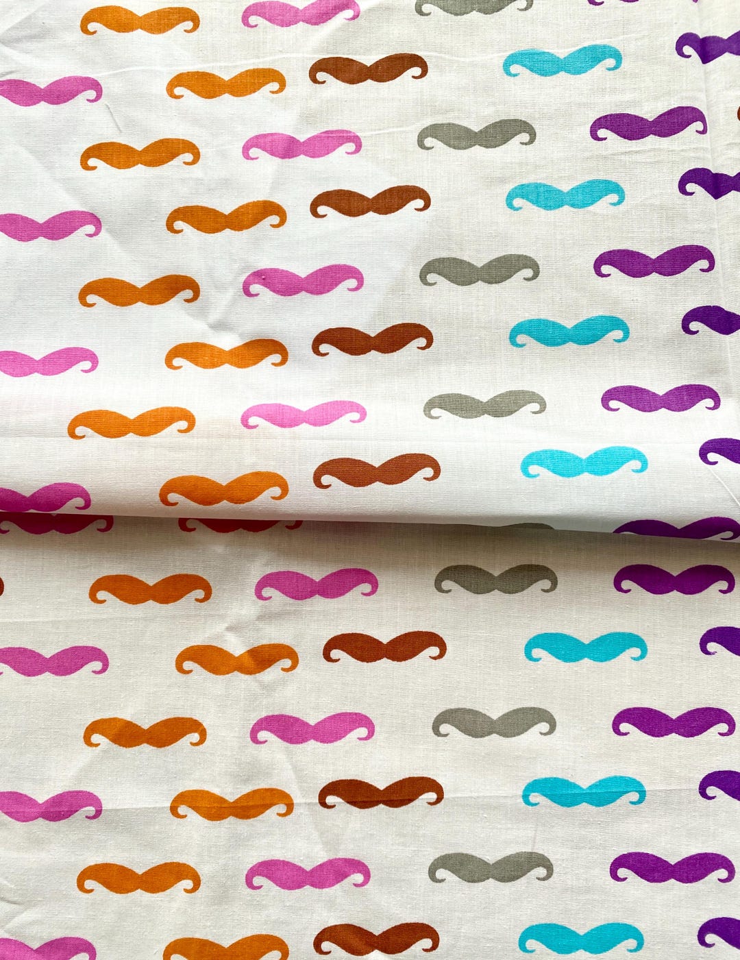 Colorful Mustache Print Cotton Fabric, Baby Apparel Quilting - Etsy