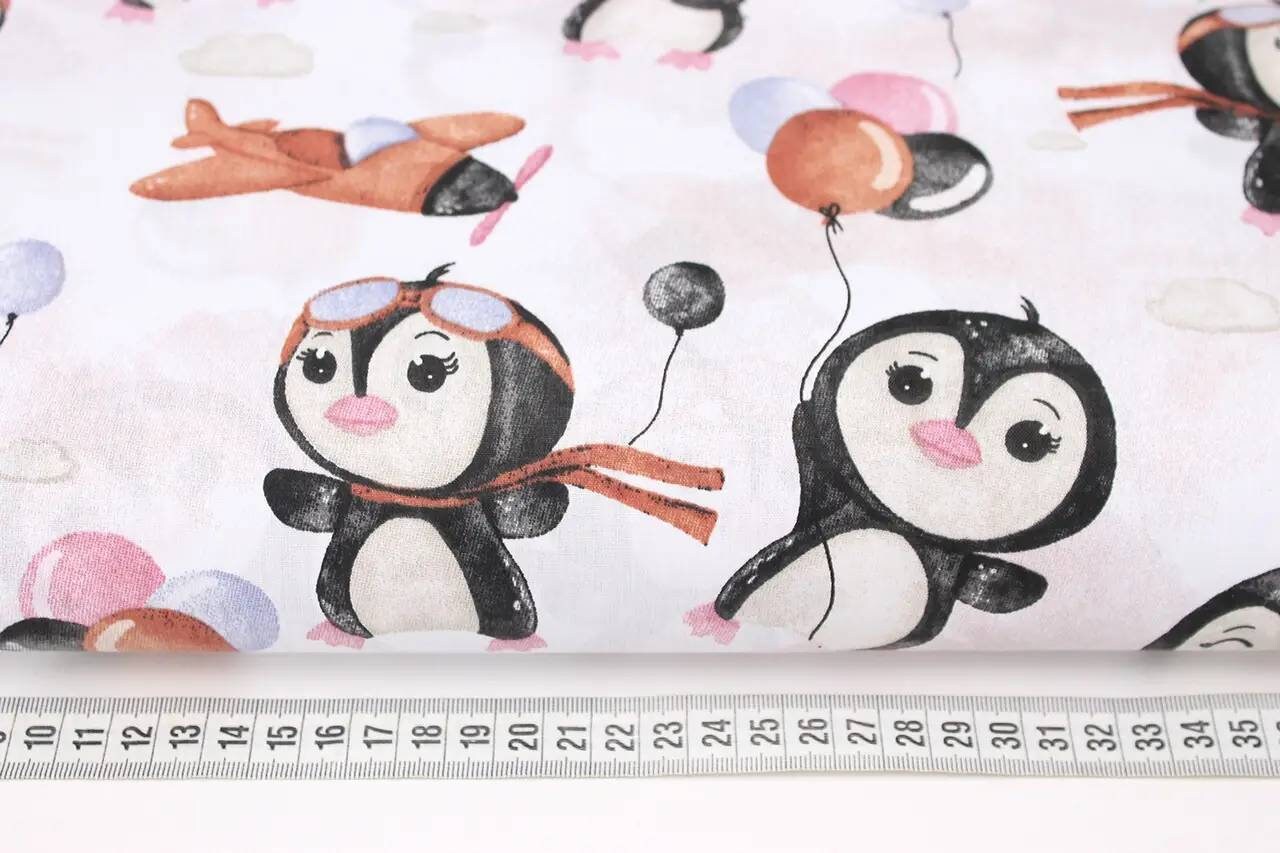 Penguins Cotton Fabric Airplane Balloons Fabricpenguin - Etsy