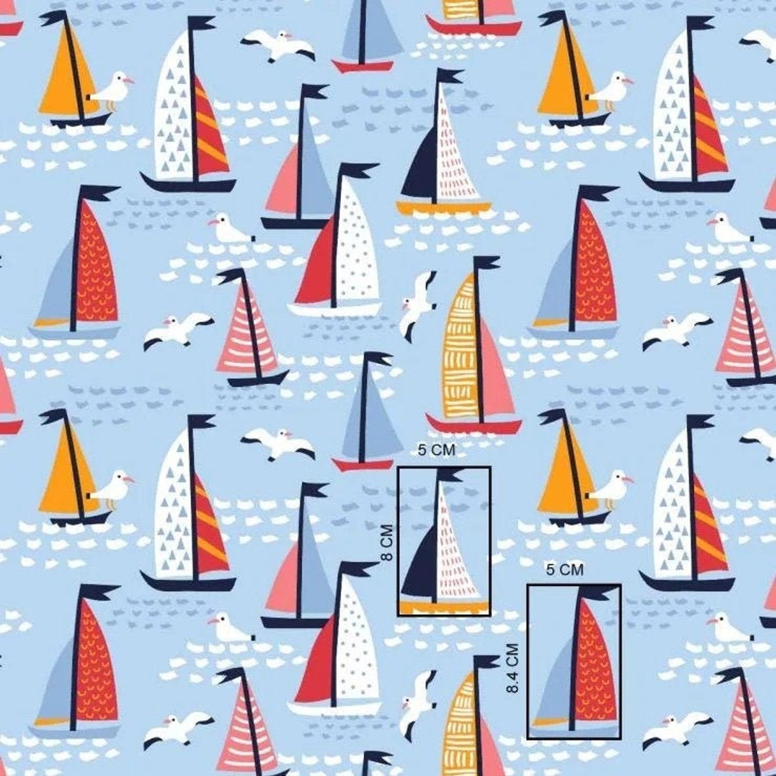 Sail Boats Fabriccotton Fabric by the Yardsail | Etsy