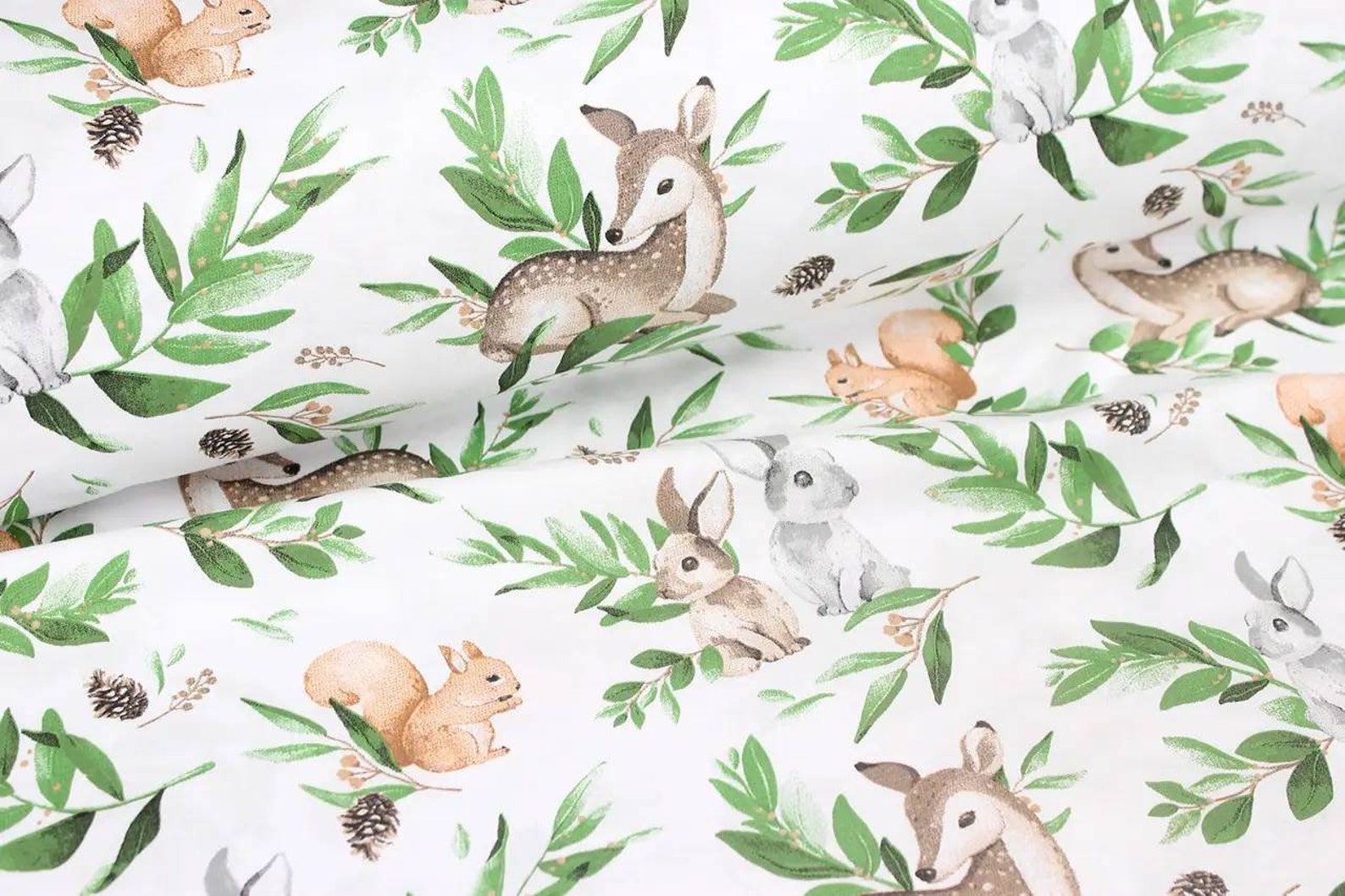 Forest Animals Cotton Fabric Deer Fabric Bunny Fabric - Etsy