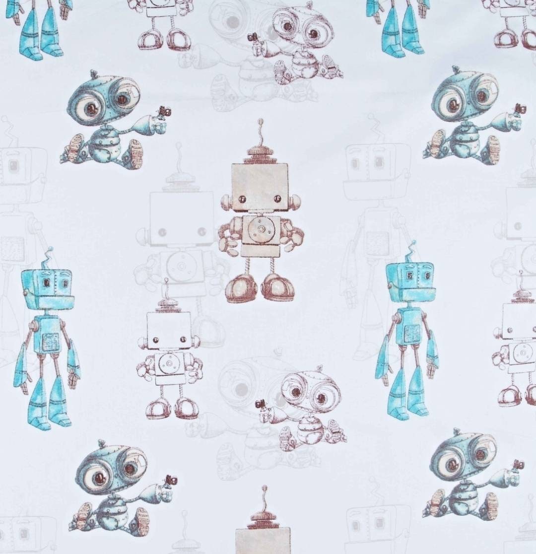 Robots Cotton Fabric Fabric by the Yard-half Yard Organic - Etsy