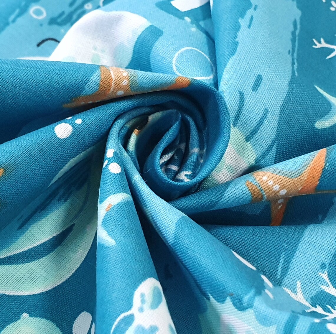 Sea Animals Fabric Sea Horses Fabric Whale Octopus Cotton - Etsy
