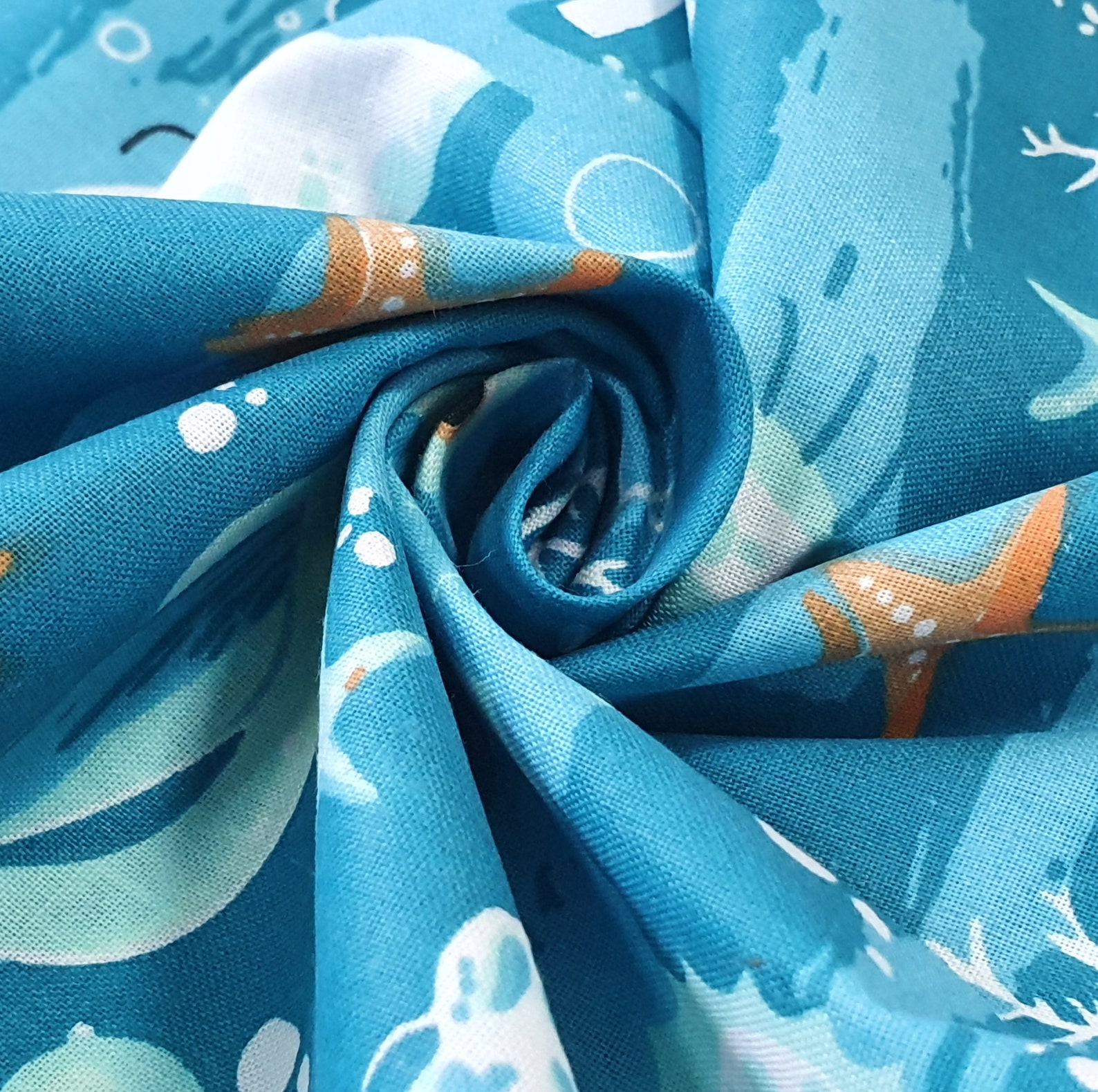 Sea Animals Fabric Sea Horses Fabric Whale Octopus Cotton - Etsy
