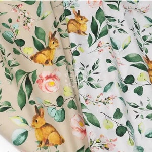 Bunny Rabbit Cotton Fabric by the Yard, Sweet Bunnies Fabric, Baby ...