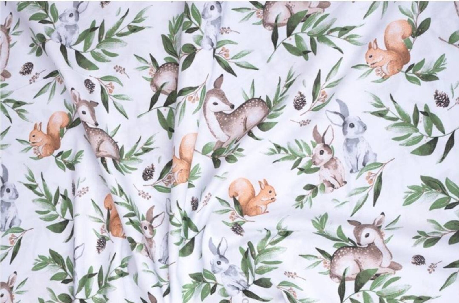 Forest Animals Cotton Fabric Deer Fabric Bunny Fabric | Etsy