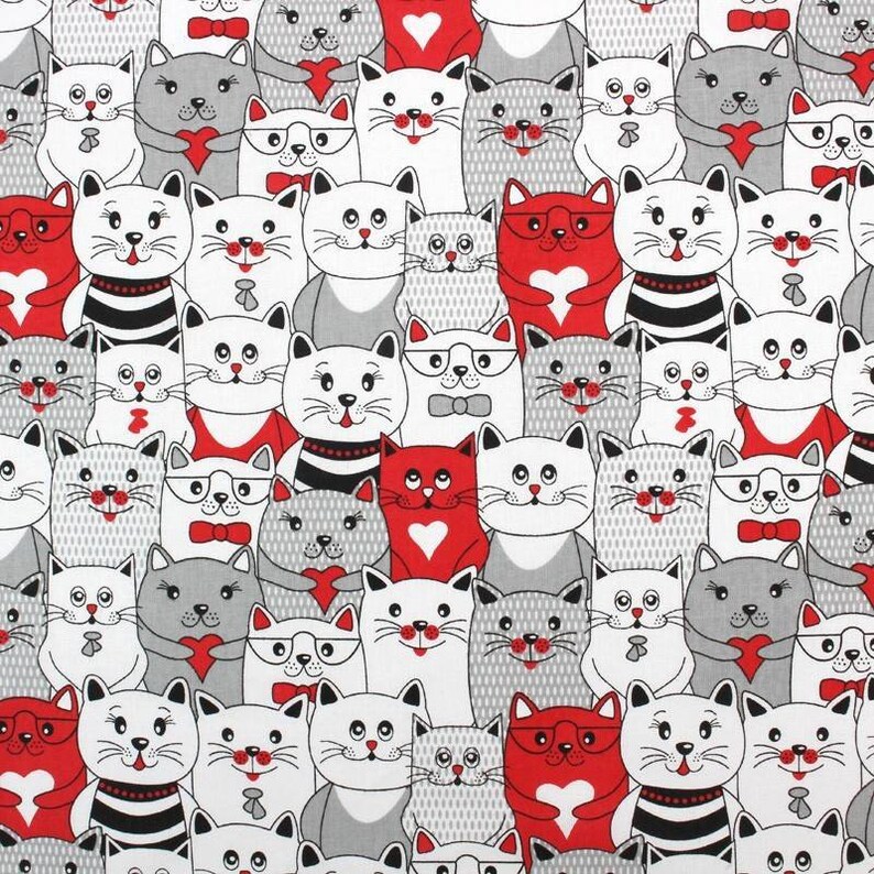 Cat Cotton Fabric by the Yardcat Print Fabricbaby - Etsy