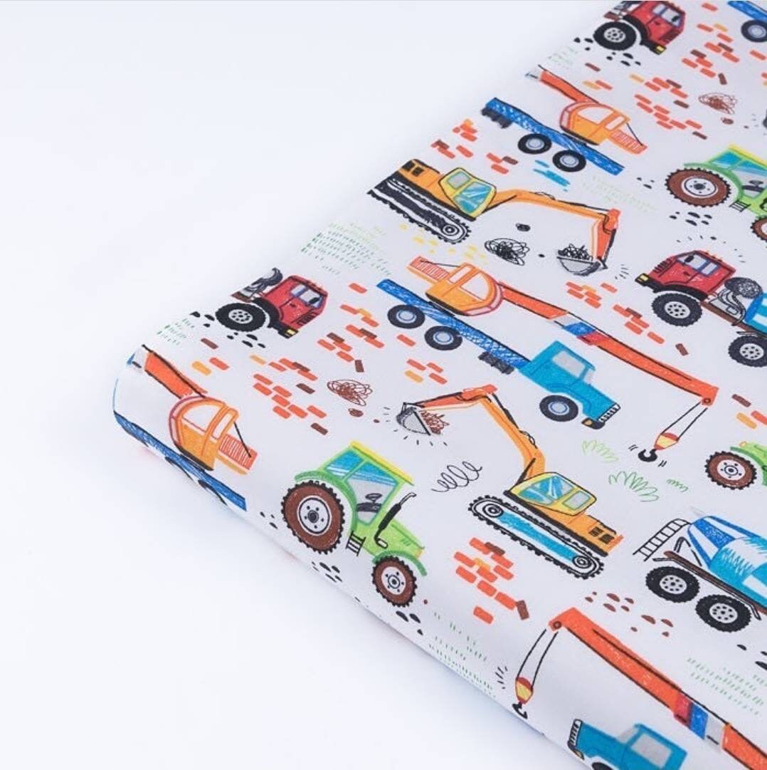 Construction Trucks Fabric Cotton Fabric by the Yard Nursery - Etsy