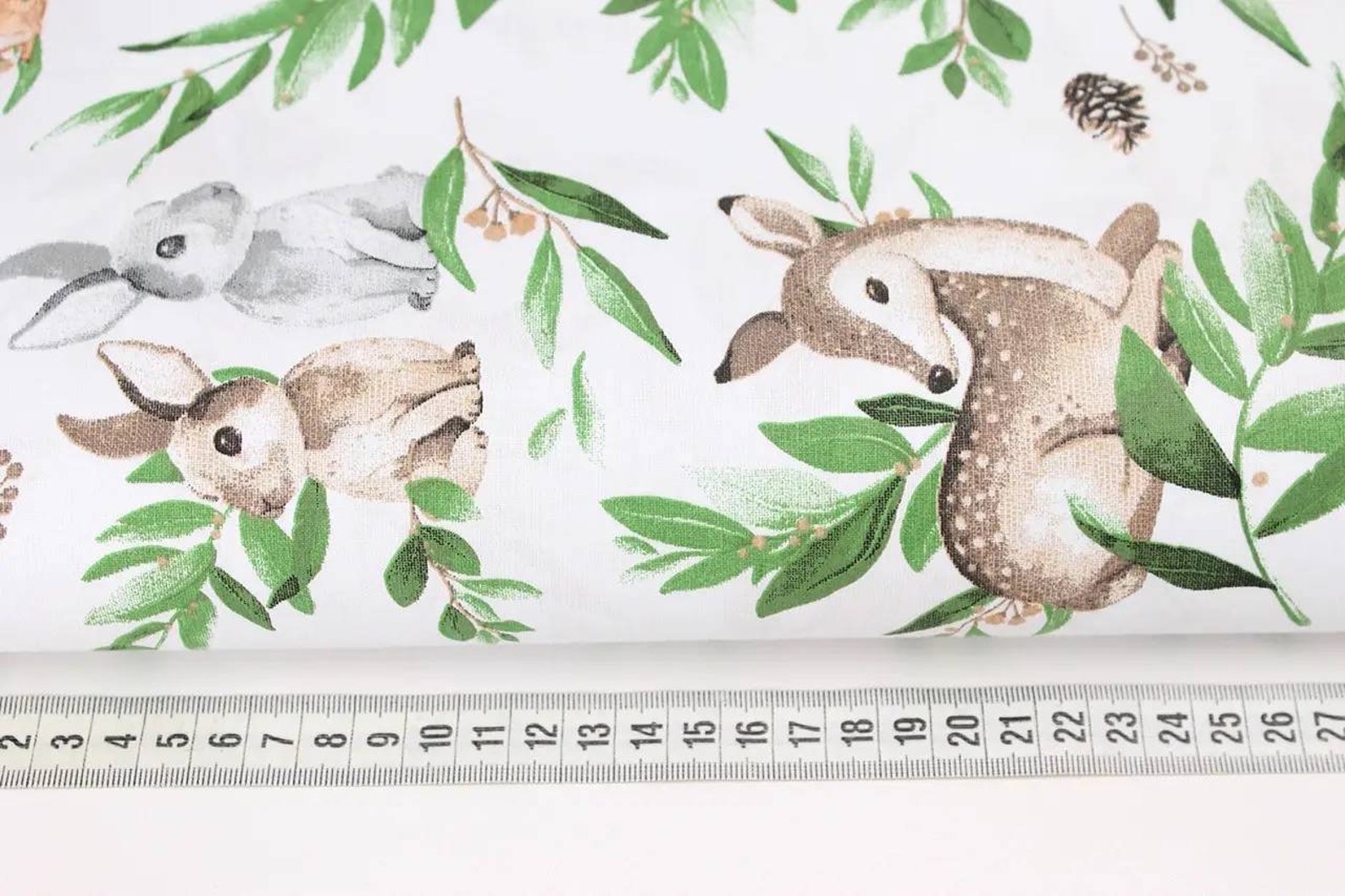 Forest Animals Cotton Fabric Deer Fabric Bunny Fabric - Etsy