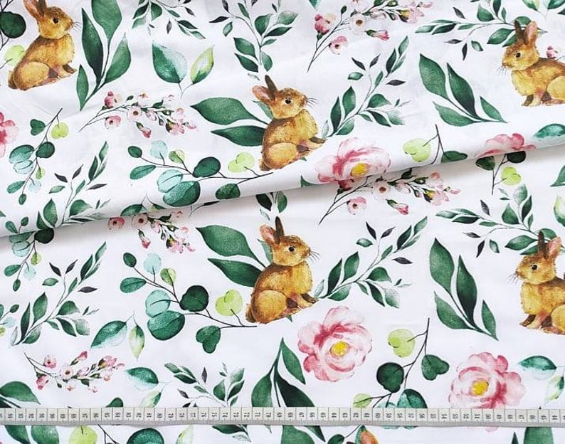 Bunny Rabbit Cotton Fabric by the Yard Sweet Bunnies Fabric - Etsy
