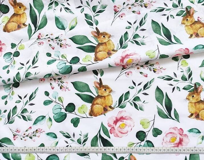 Bunny Rabbit Cotton Fabric by the Yard Sweet Bunnies Fabric - Etsy