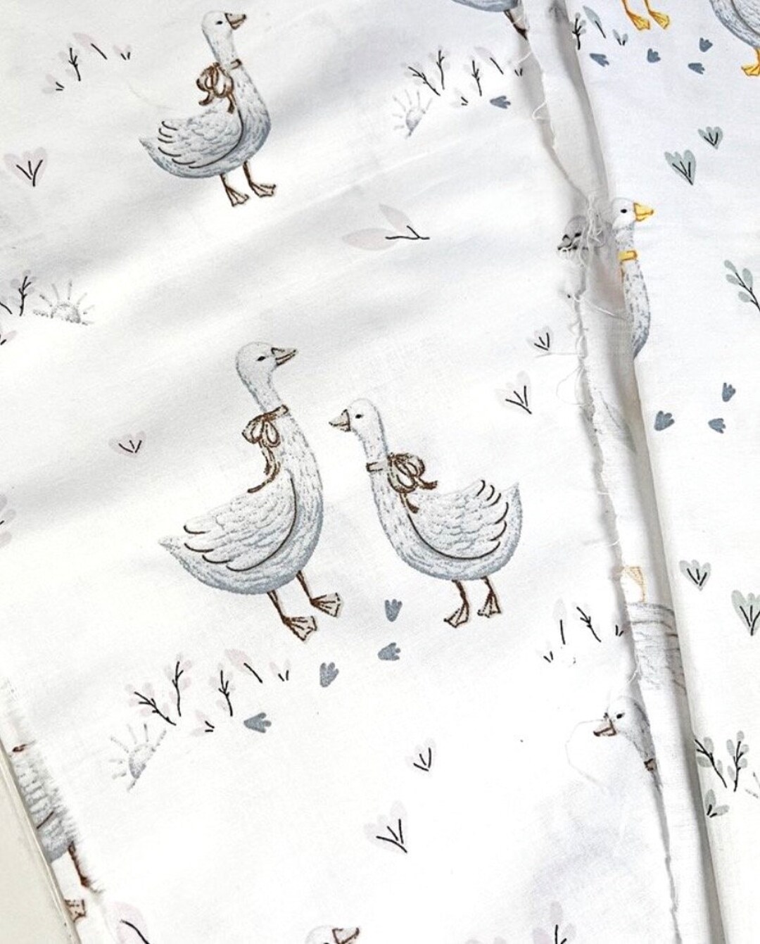 Geese Cotton Fabric, Fabric by the Yard, Neutralfabric, Goose Fabric ...
