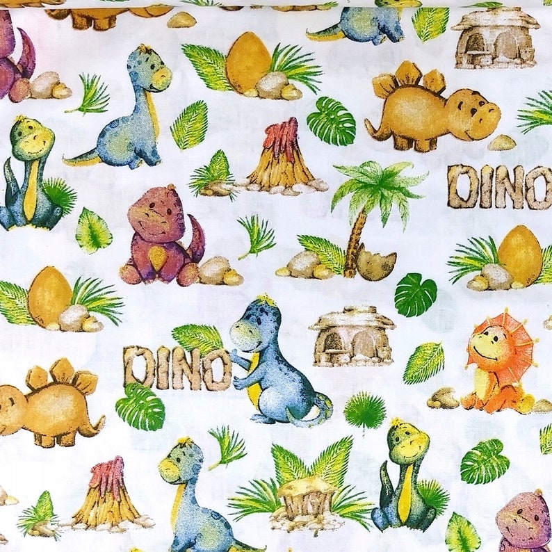 Dino Cotton Fabric Dino World Baby Dinosaurs Fabric Quilting - Etsy