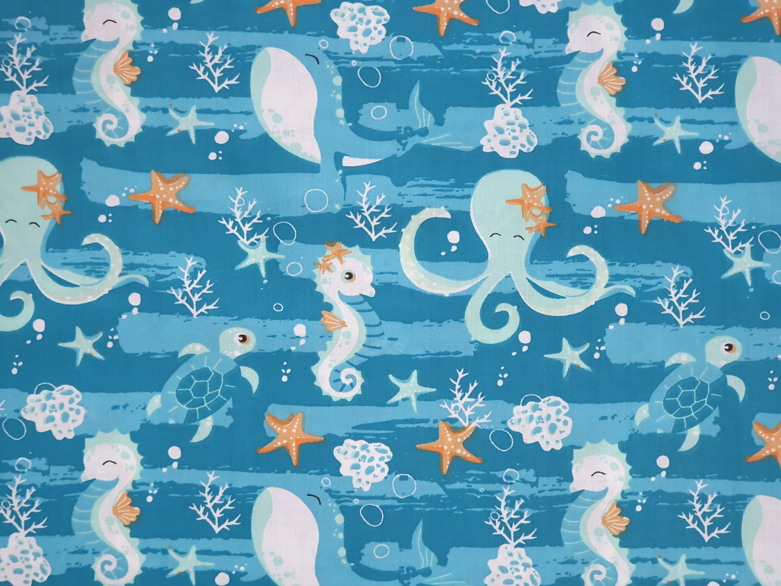 Sea Animals Fabric Sea Horses Fabric Whale Octopus Cotton - Etsy