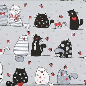 Cat Fabric by the Yard, Cotton Fabric, Cat Print, Baby Fabric, Meow ...