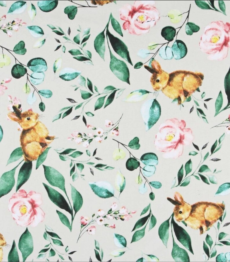 Bunny Rabbit Cotton Fabric by the Yard Sweet Bunnies Fabric - Etsy