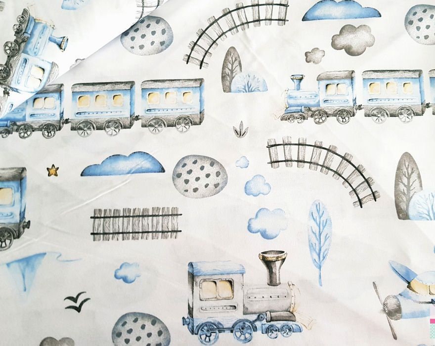 Cotton Fabrictrain Fabricrailroad Fabricairplane | Etsy