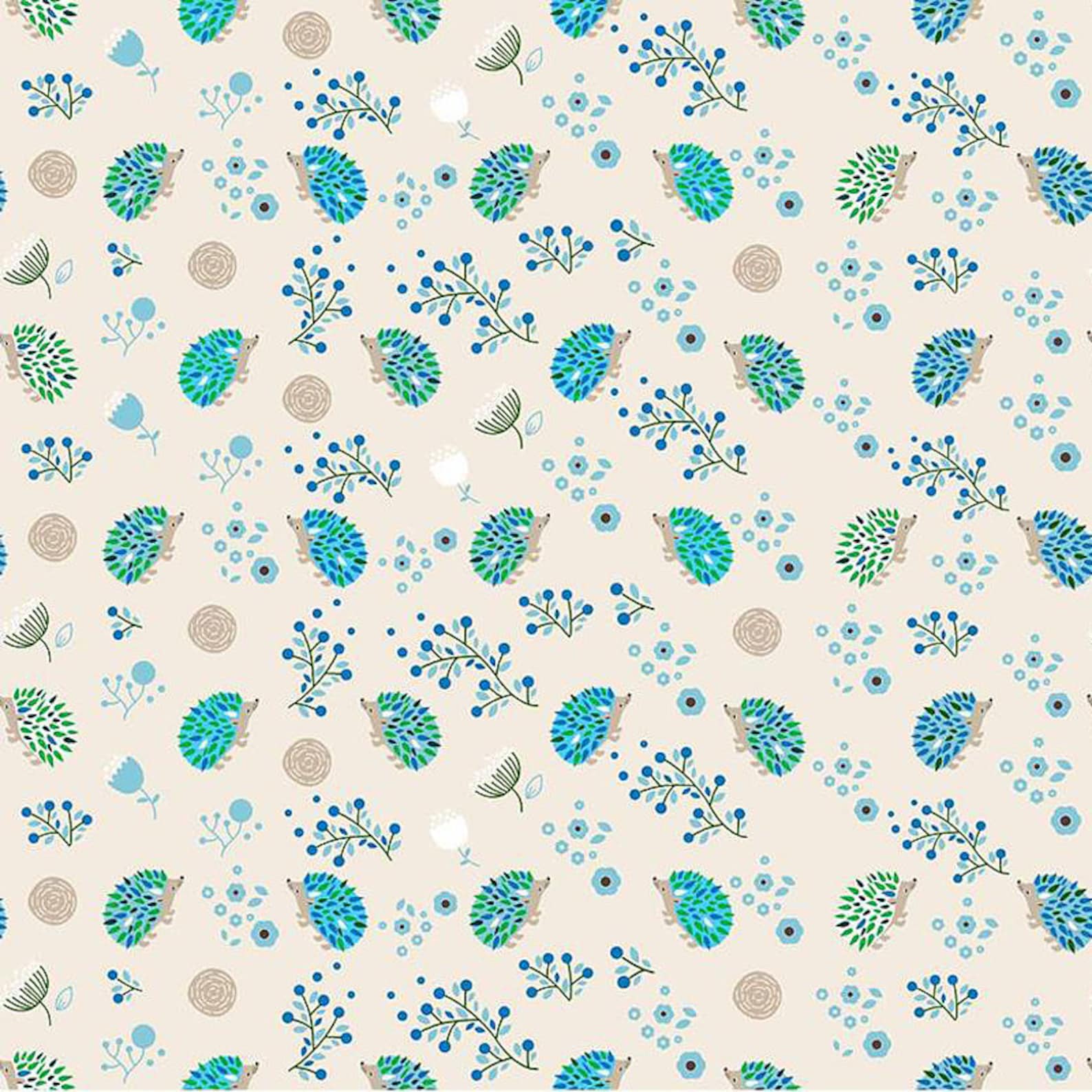 Hedgehog Fabric by the Yard Baby Cotton Fabrichedgehogs With | Etsy