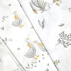 Geese Cotton Fabric, Fabric by the Yard, Neutralfabric, Goose Fabric ...