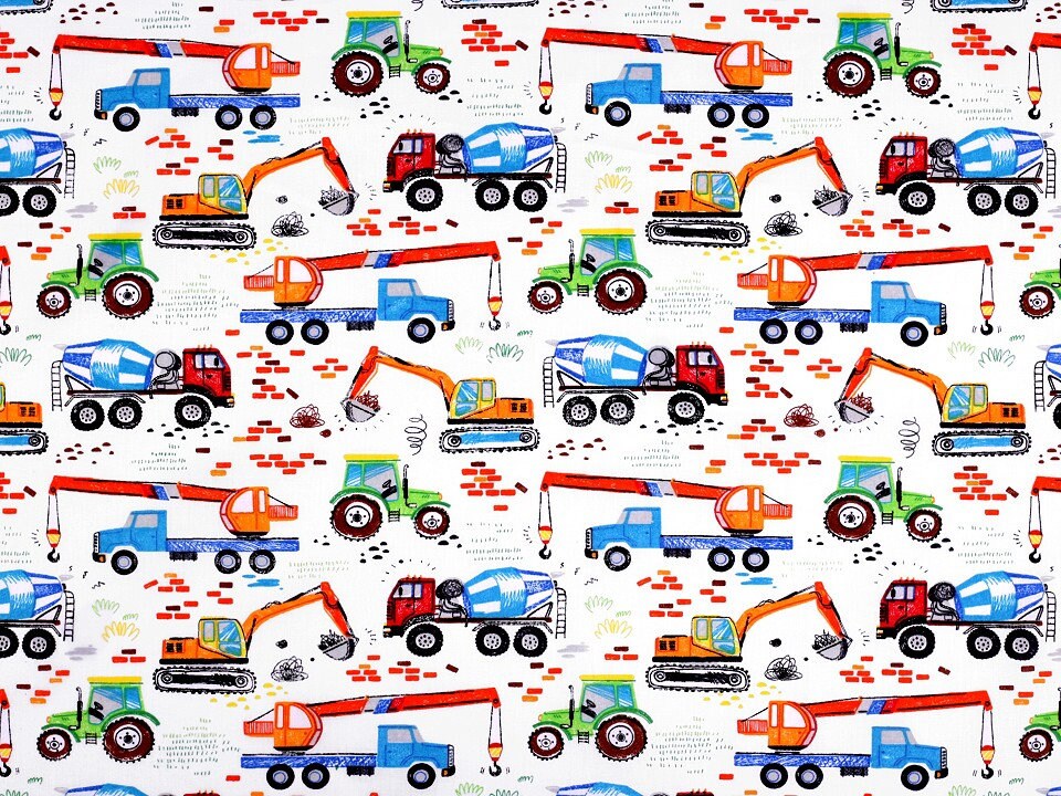 Construction Trucks Fabric Cotton Fabric by the Yard Nursery - Etsy