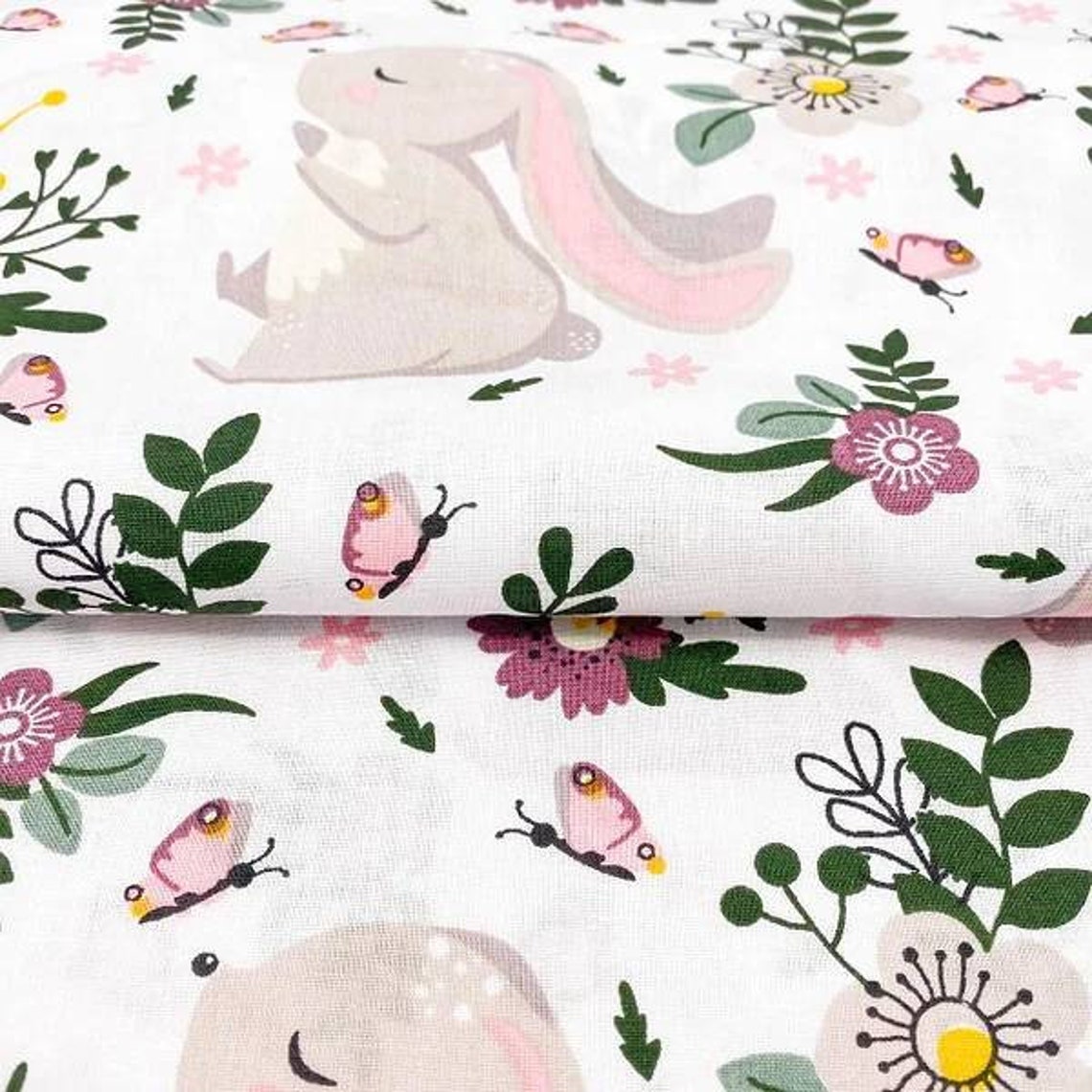 Bunny Cotton Fabric by the Yard Rabbits Sweet Bunnies Fabric - Etsy