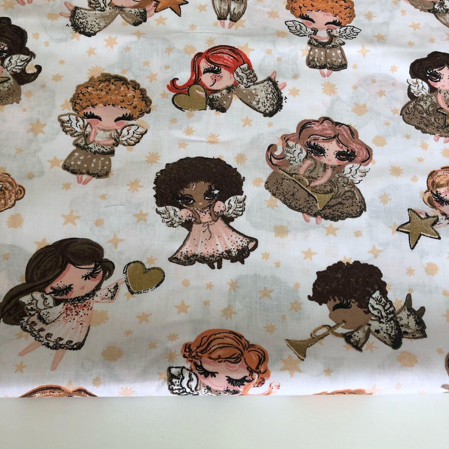 Аngel FabricAngels cotton fabric by yard metergold | Etsy
