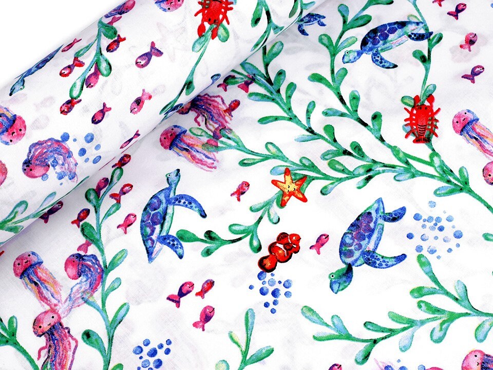 Under the Sea Fabriccotton Fabricocean and Marine Life | Etsy