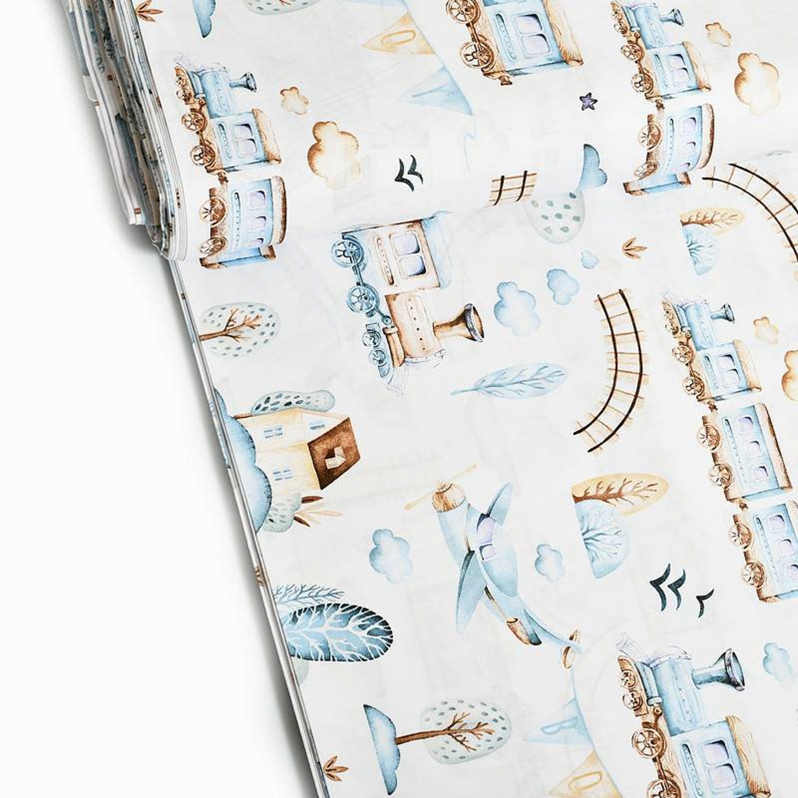 Cotton Fabrictrain Fabricrailroad Fabricairplane | Etsy