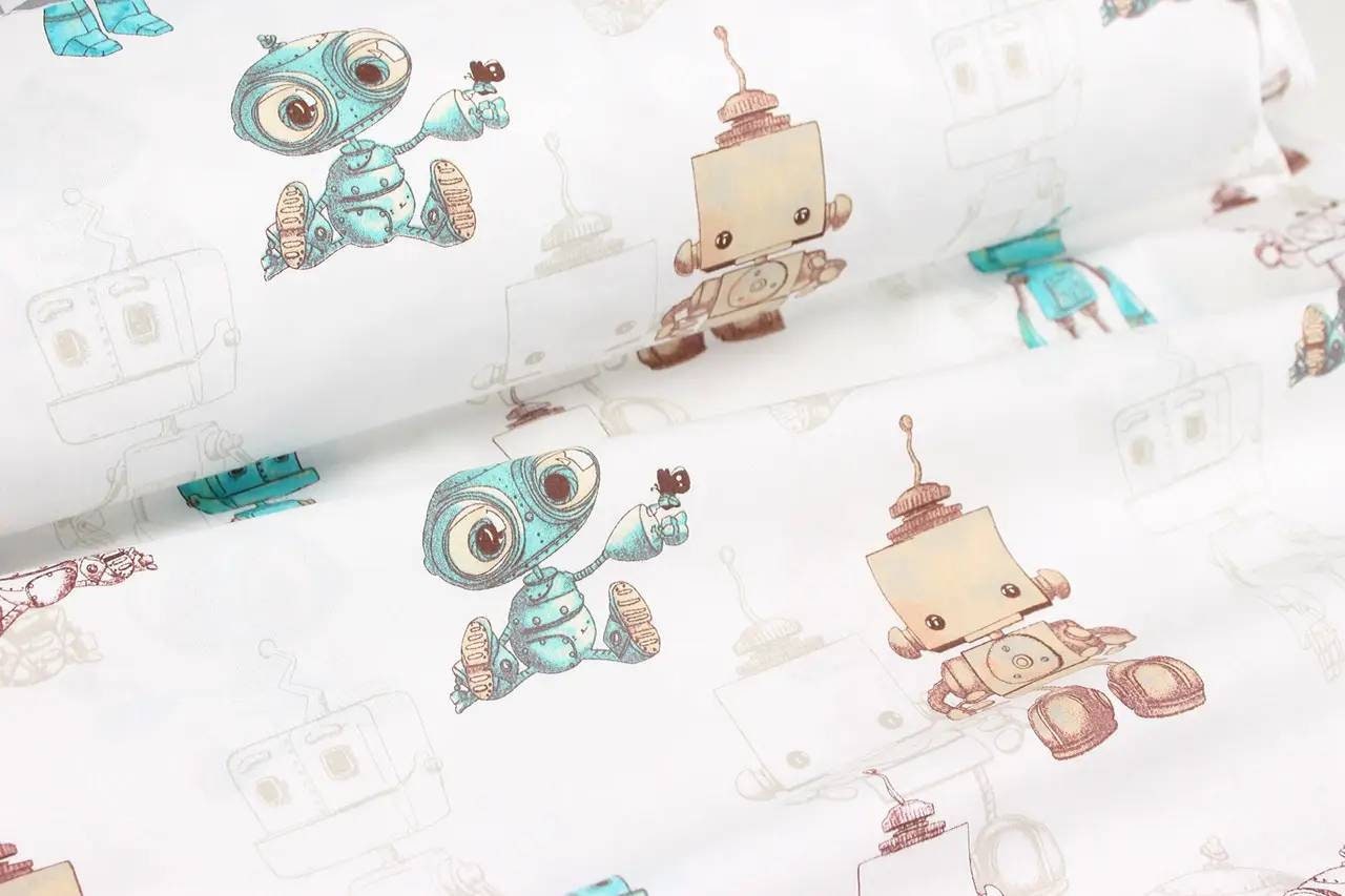 Robots Cotton Fabric Fabric by the Yard-half Yard Organic - Etsy