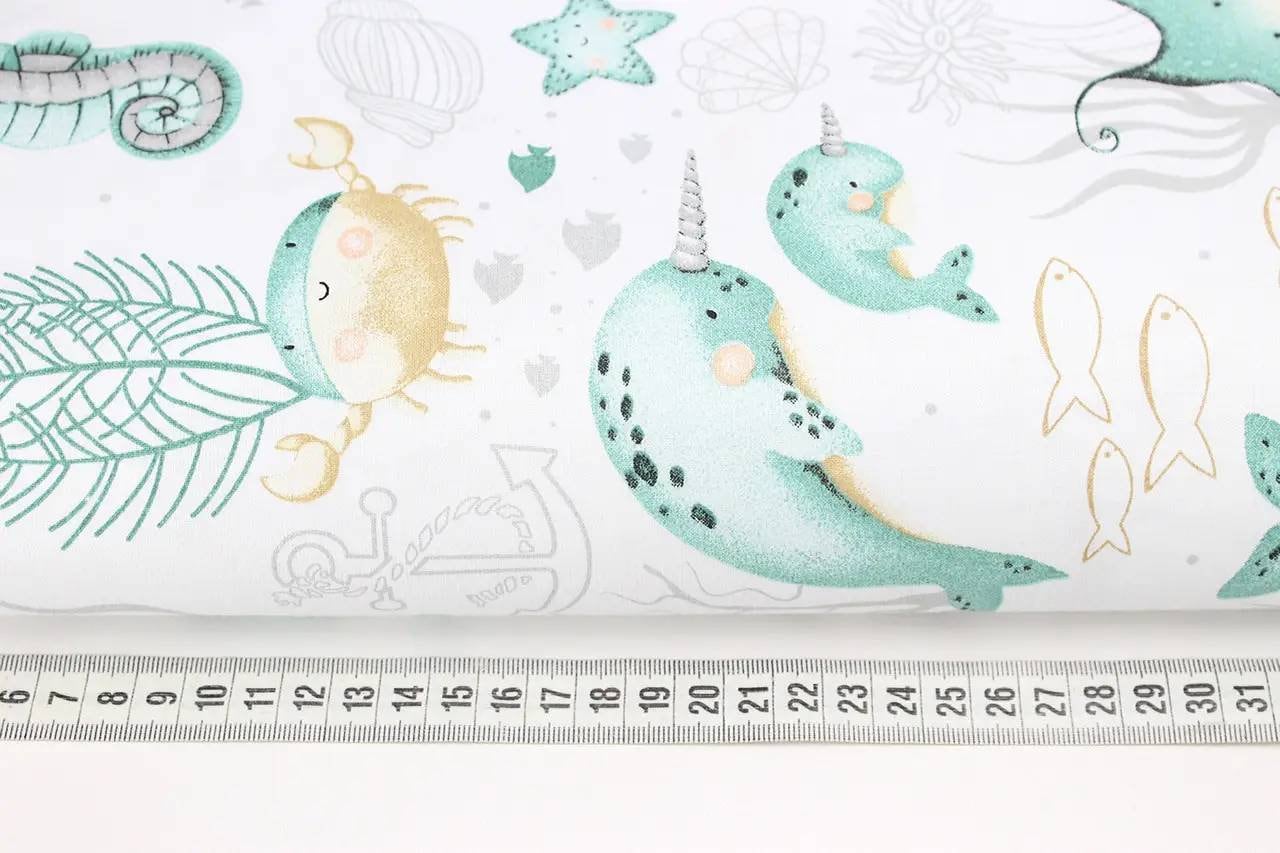 Sea Life Cotton Fabric Ocean and Marine Fabric Sea Turtles - Etsy