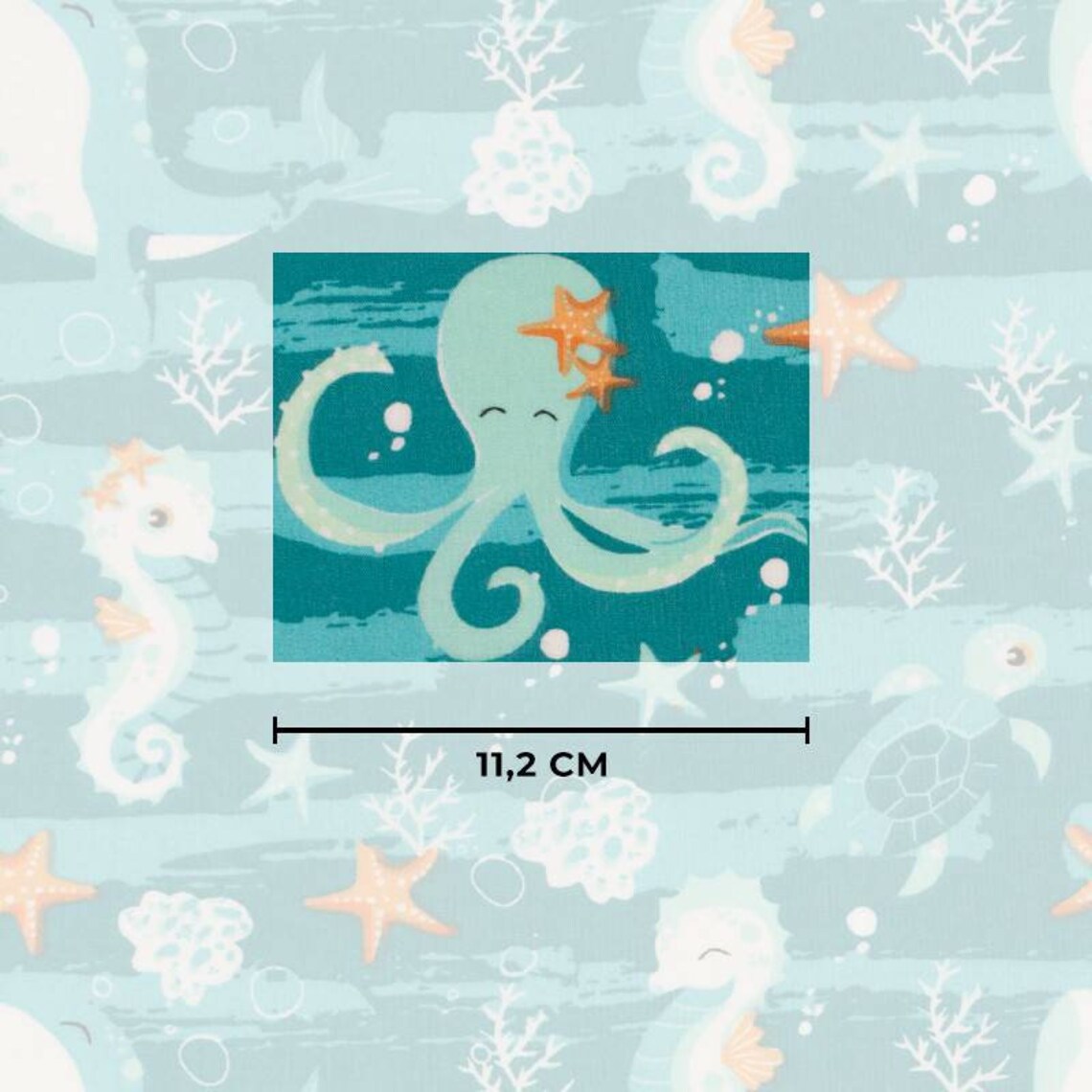 Sea Animals Fabric Sea Horses Fabric Whale Octopus Cotton - Etsy