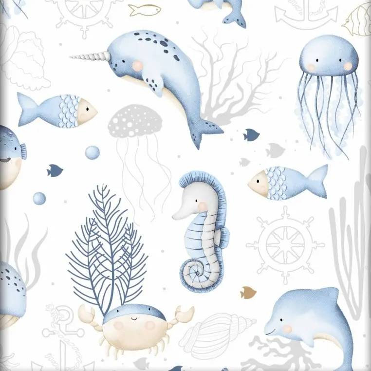 Sea Life Cotton Fabric Ocean and Marine Fabric Sea Turtles Fabric Fish ...