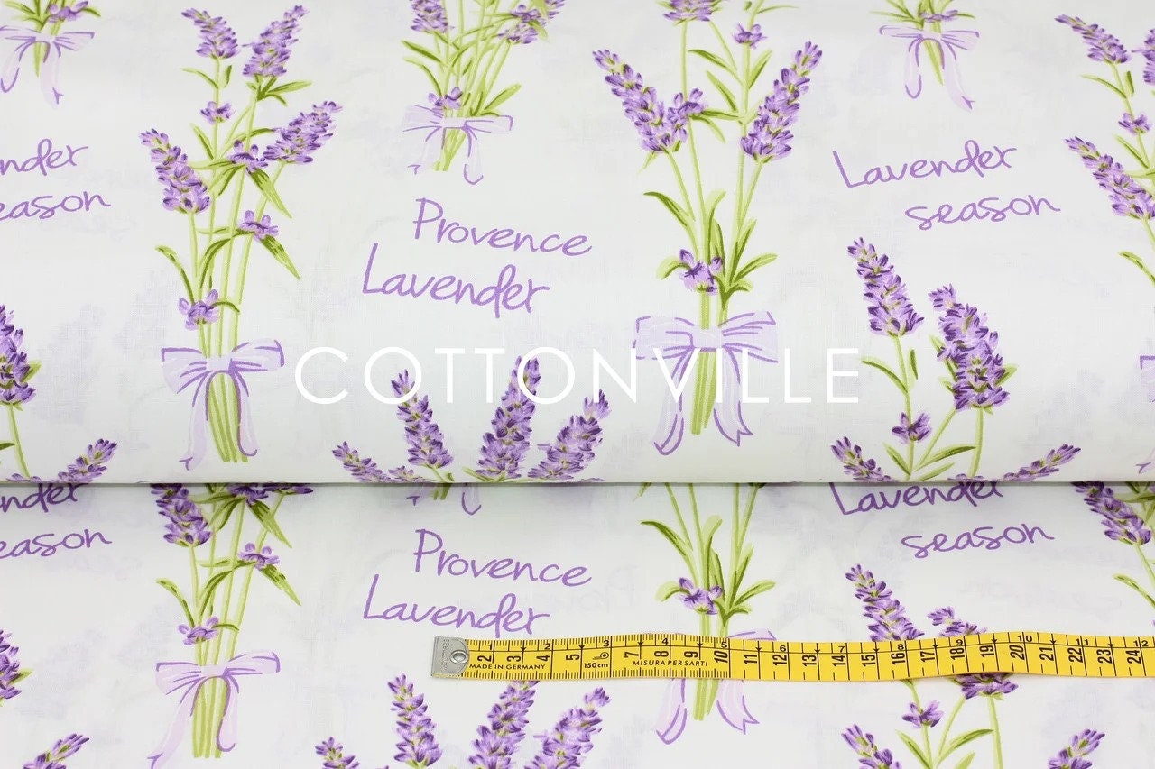 Lavender Fabricflowers Cotton Fabric by the Yardprovence | Etsy