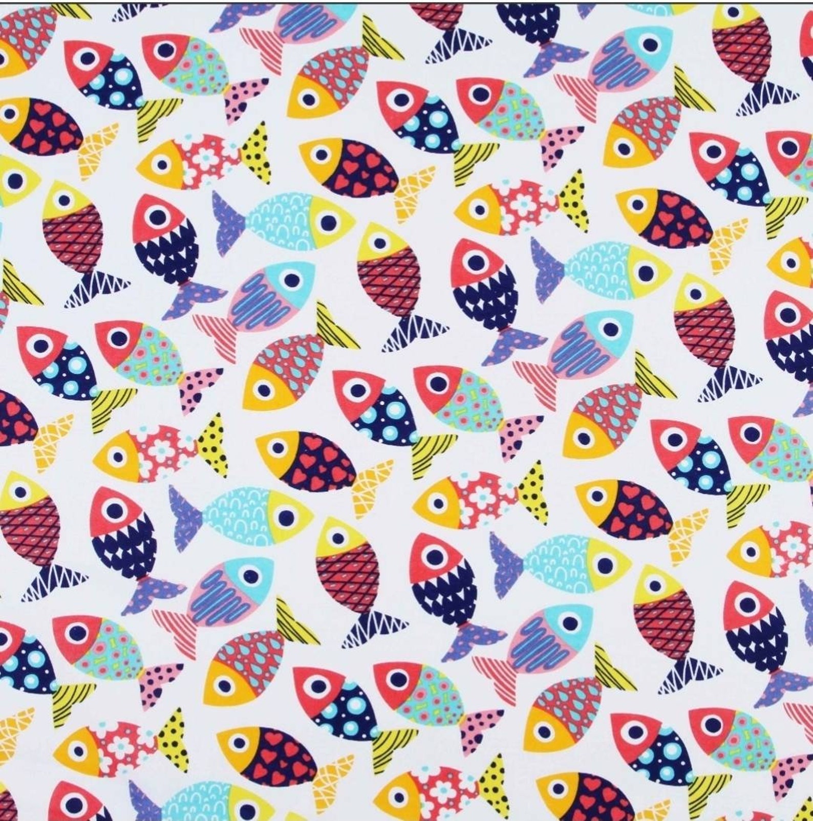 Fish Fabric by the Yard Multicolored Fish Fabricmodern - Etsy