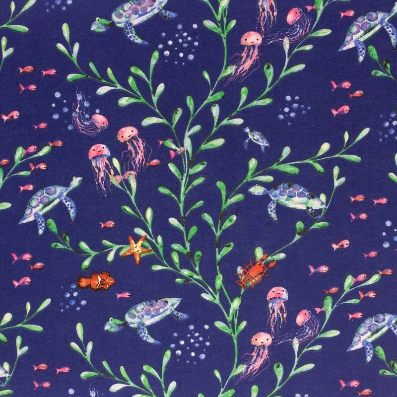 Under the Sea Fabriccotton Fabricocean and Marine Life | Etsy