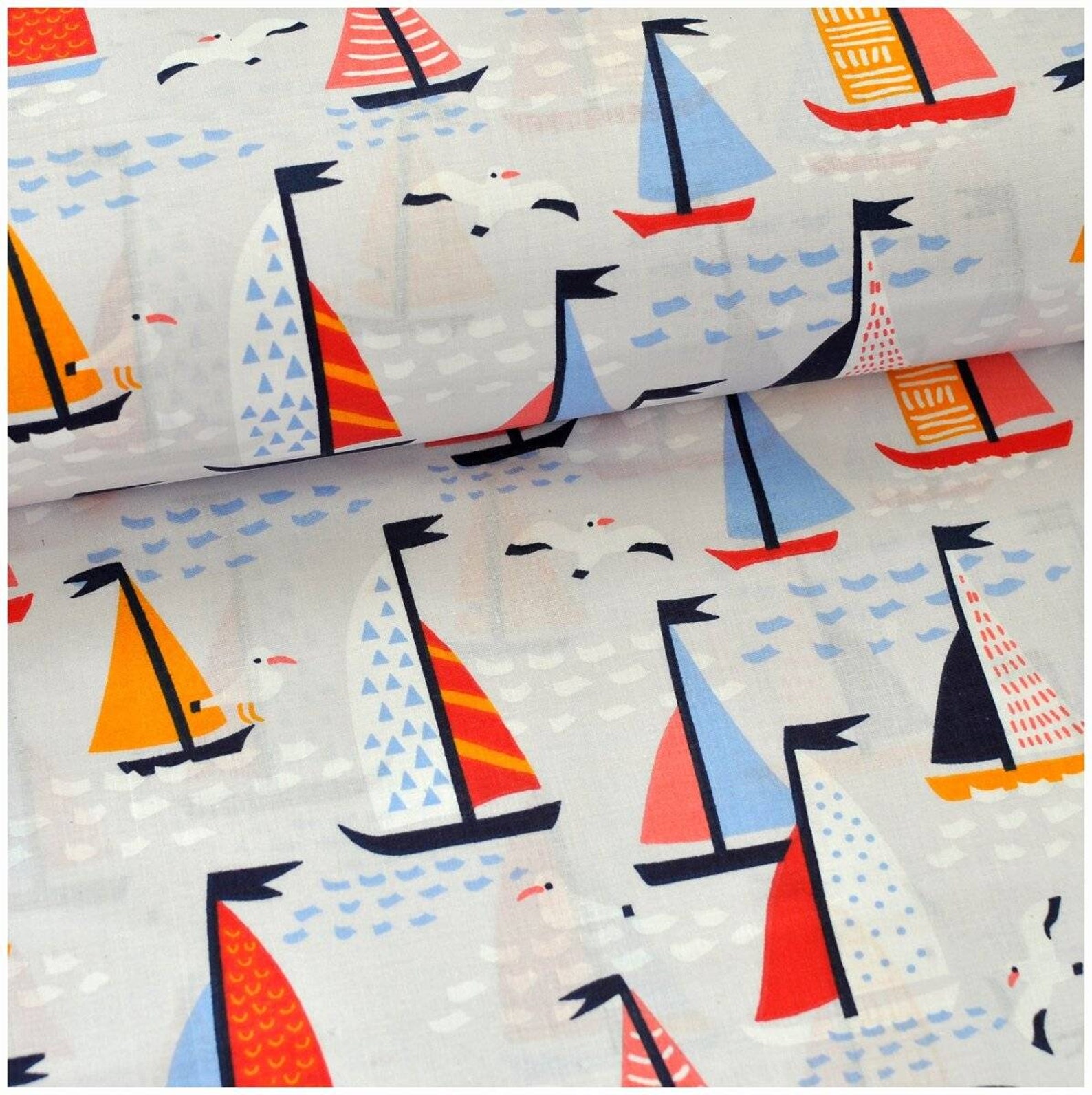 Sail Boats FabricCotton Fabric By The YardSail | Etsy