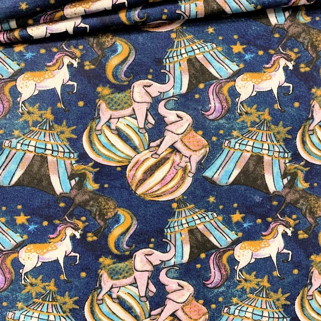 CIRCUS Cotton FABRIC by the Yard,elephant Fabric, Pony Fabric ...
