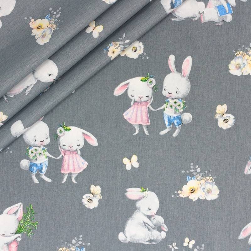 Bunny FabricRabbits FabricCotton Fabricbaby | Etsy