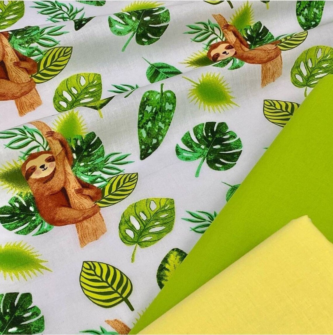 Sloths Fabricpygmy Sloths Fabricsloths in the Jungleanimal | Etsy