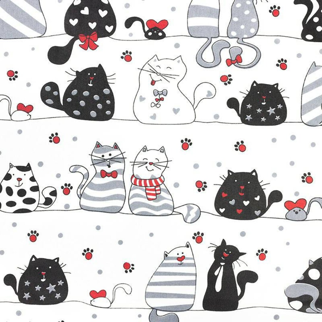 Cat Fabric by the Yard, Cotton Fabric, Cat Print, Baby Fabric, Meow ...