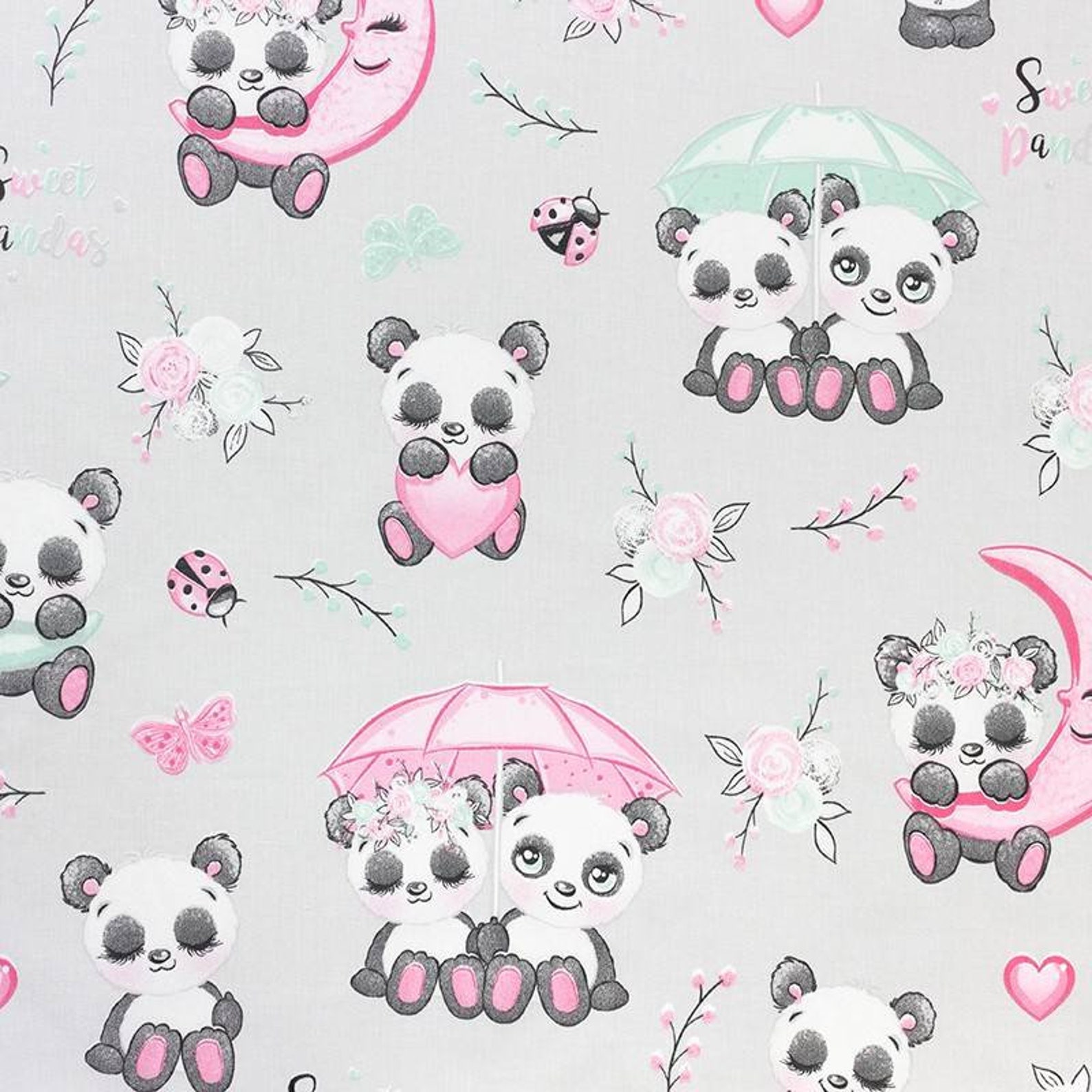 Panda Fabricfabric by the Yardcotton Fabric Baby - Etsy
